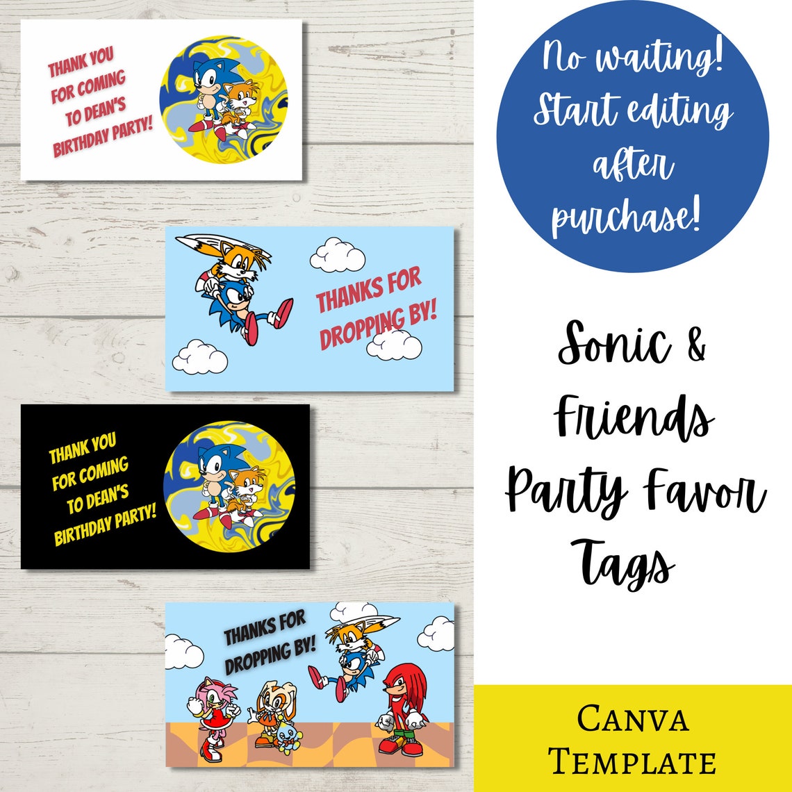 Sonic the Hedgehog Party Favor Tags Sonic and Tails Sonic | Etsy