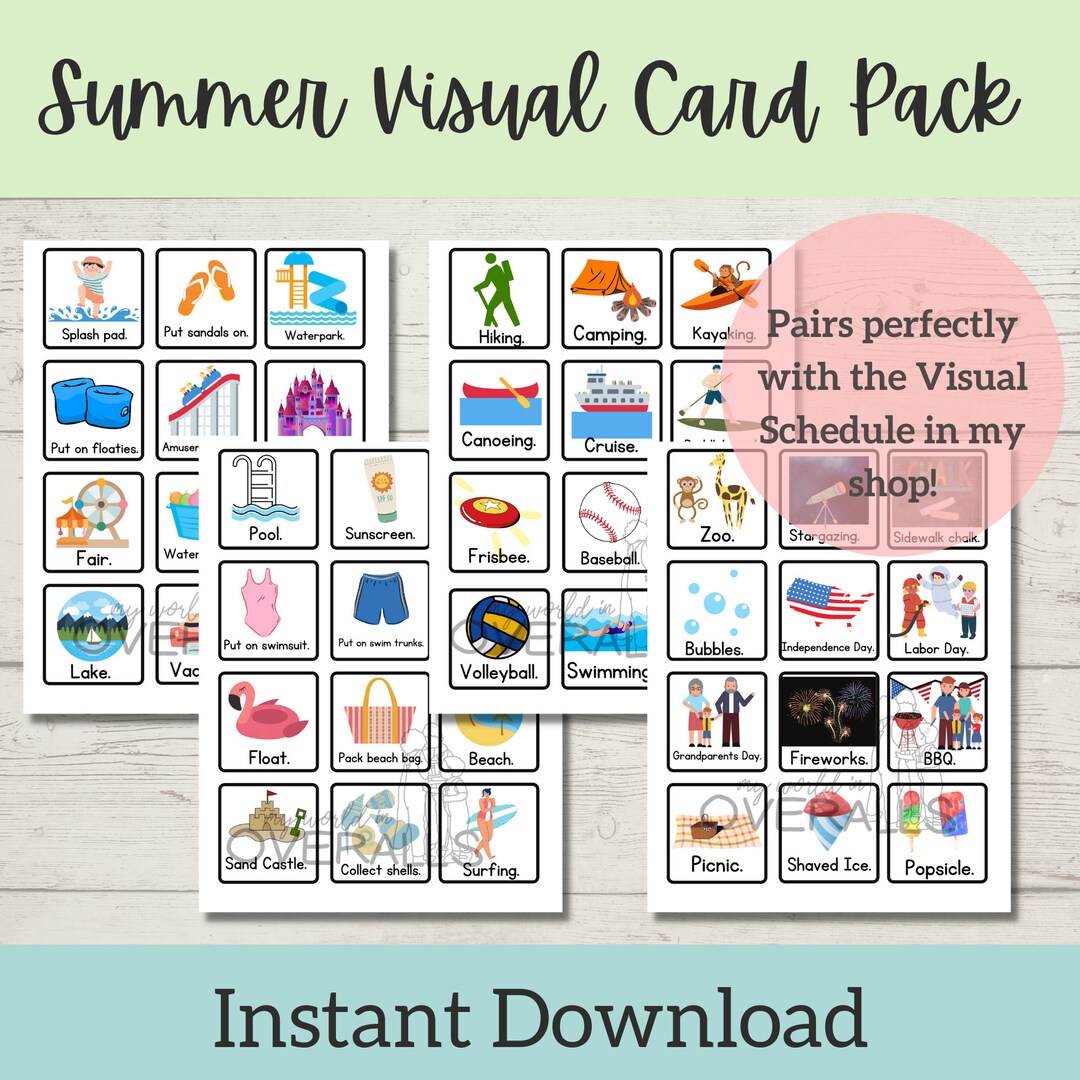 Summer Visual Schedule Pack Visual Schedule Cards Daily - Etsy