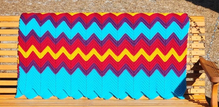 Royal Colors Ripple Crotchet Afghan - Etsy