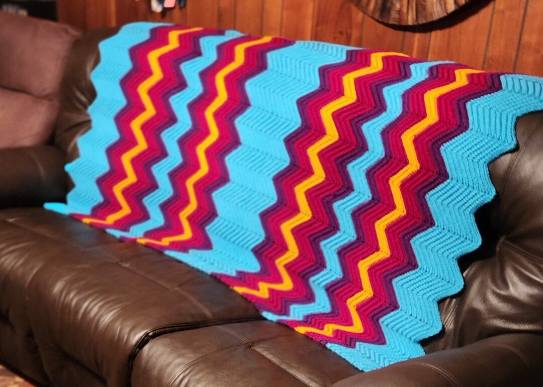 Royal Colors Ripple Crotchet Afghan - Etsy
