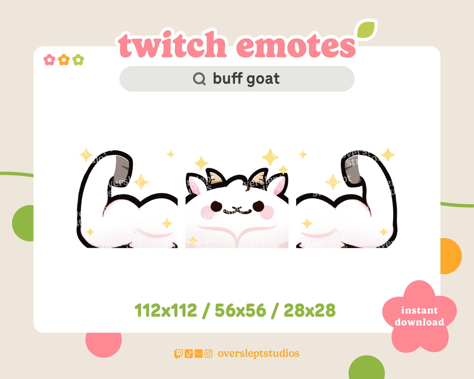 Buff Goat Emote Pack for Twitch and Discord, Goat Twitch Emotes, Strong ...