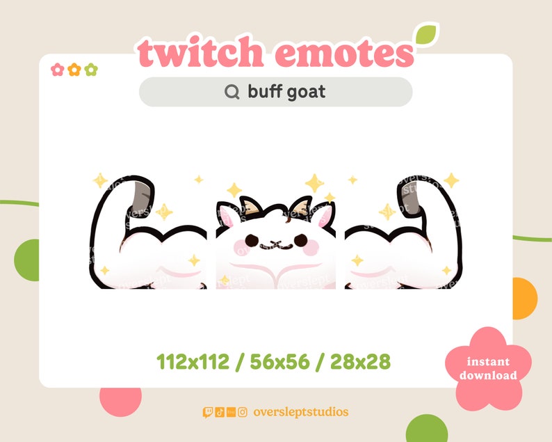 Buff Goat Emote Pack for Twitch and Discord, Goat Twitch Emotes, Strong ...