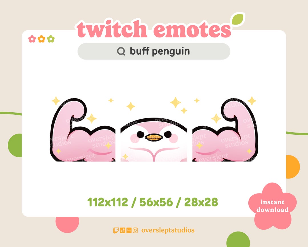 Buff Penguin Emote Pack for Twitch and Discord, Penguin Twitch Emotes ...