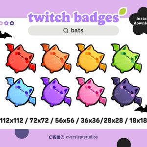 8 Bat Badges for Twitch and Discord, Spooky Season, Bat Emotes, Sub ...