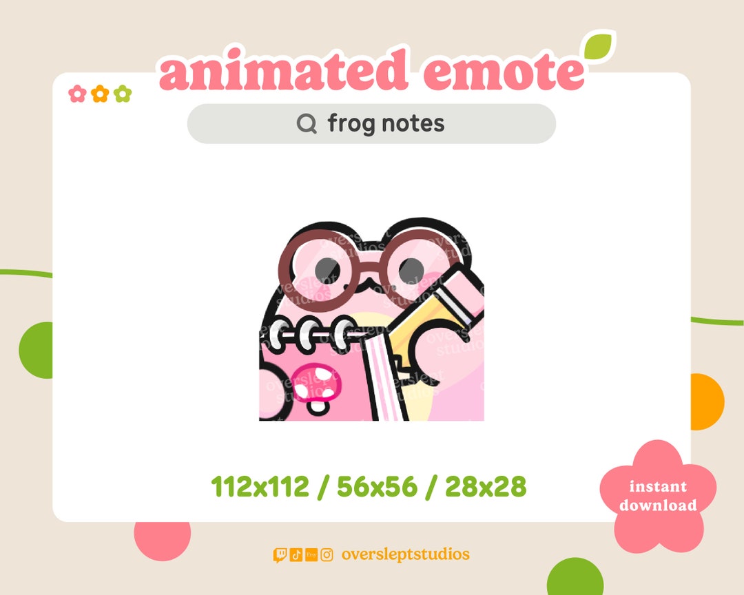 ANIMATED Frog Notes Emote for Twitch and Discord, Frog Emote, Taking ...