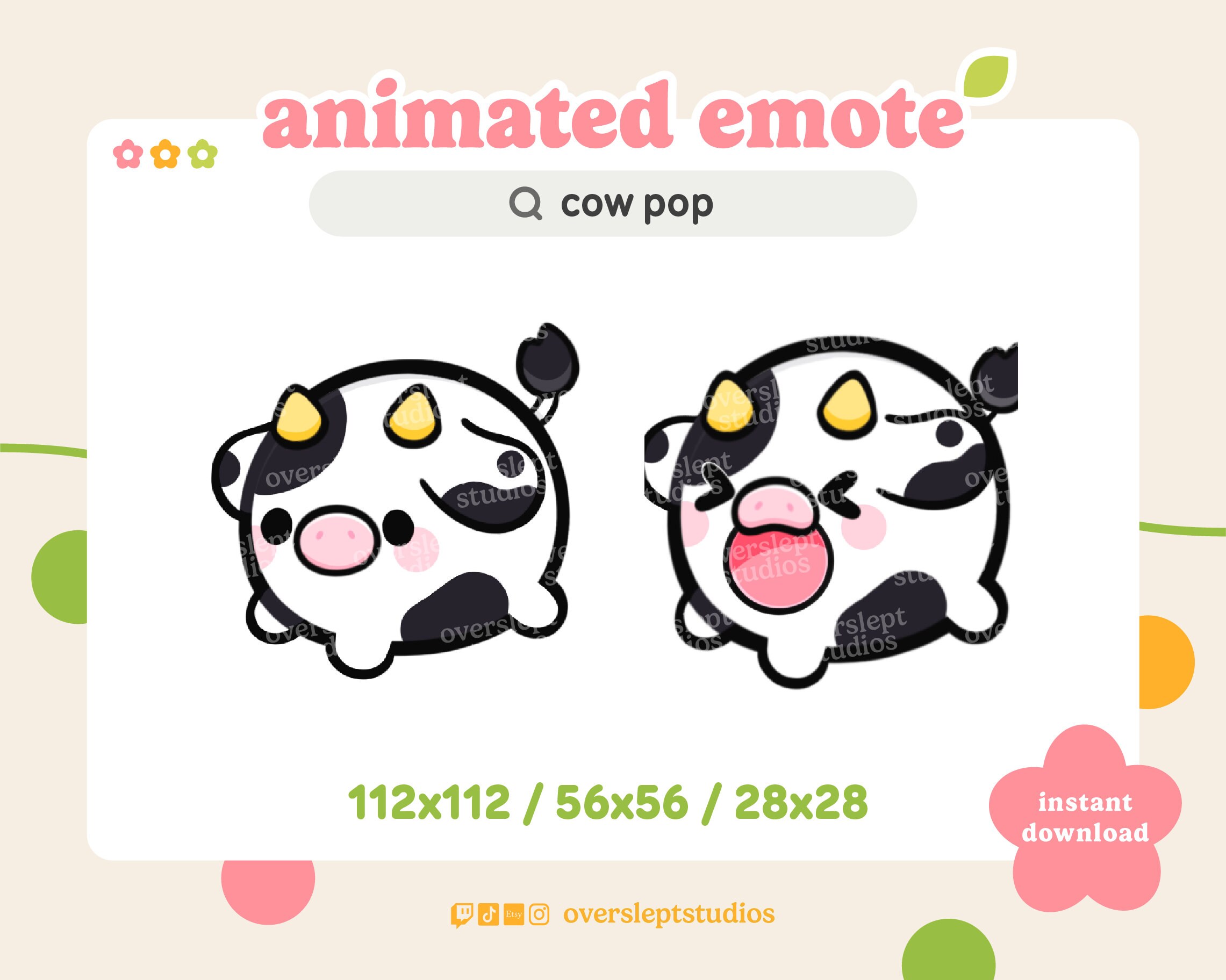 ANIMATED Cow Pop Emote for Twitch and Discord, Pop Emote, Animated ...