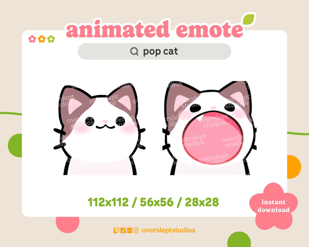 ANIMATED Pop Cat Emote for Twitch and Discord, Pop Cat Emote, Cat Meme ...