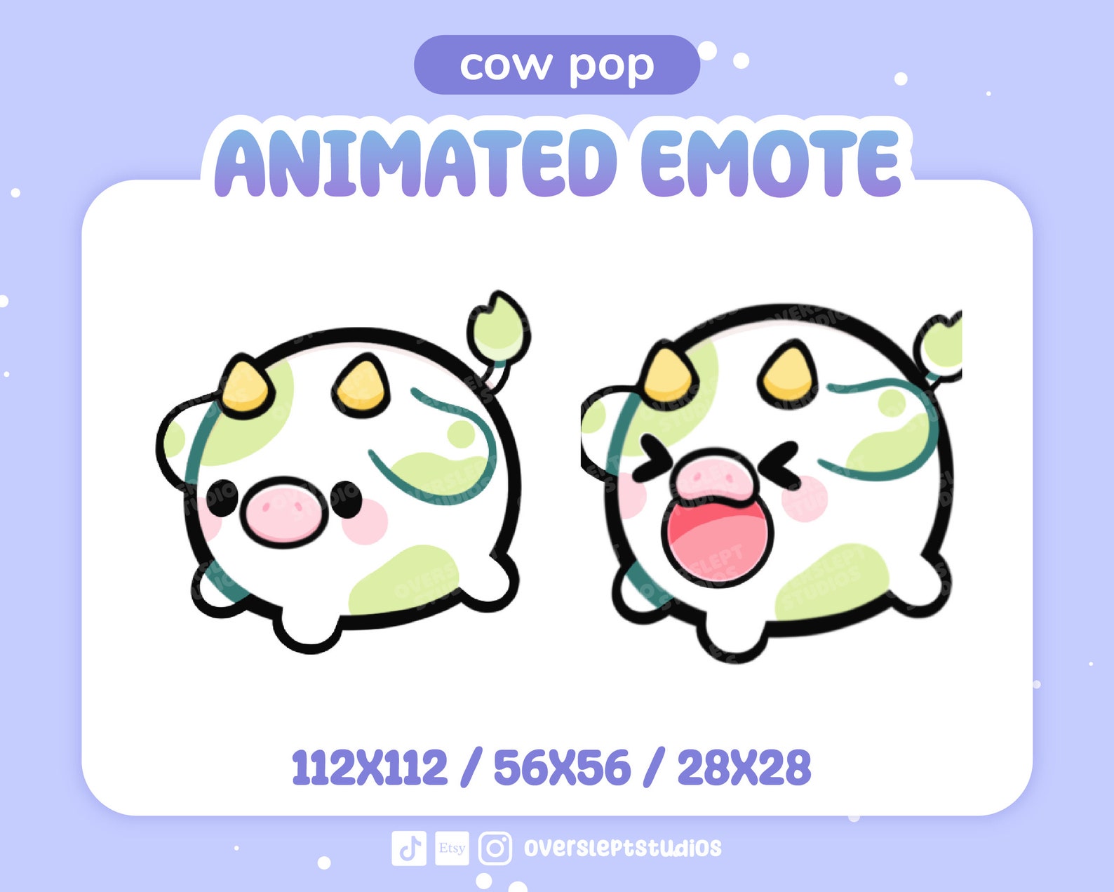 ANIMATED Green Cow Pop Emote for Twitch and Discord Pop Cat - Etsy