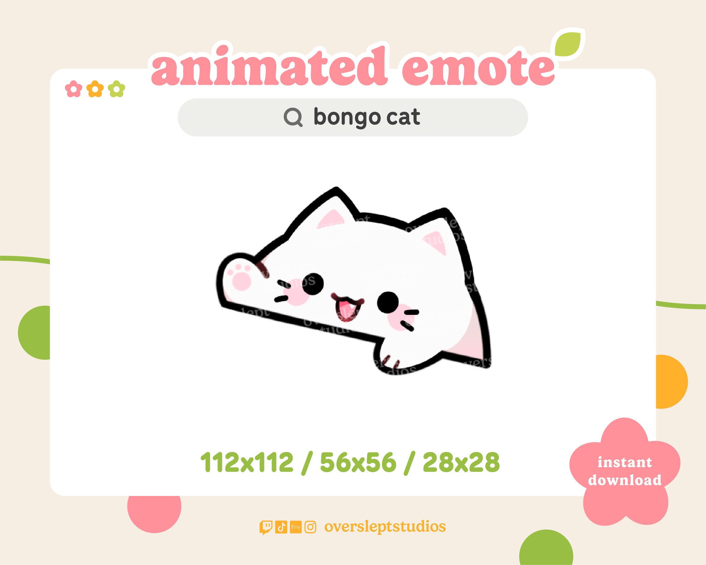 ANIMATED White Bongo Cat Emote for Twitch and Discord, Bongo Cat Emote ...