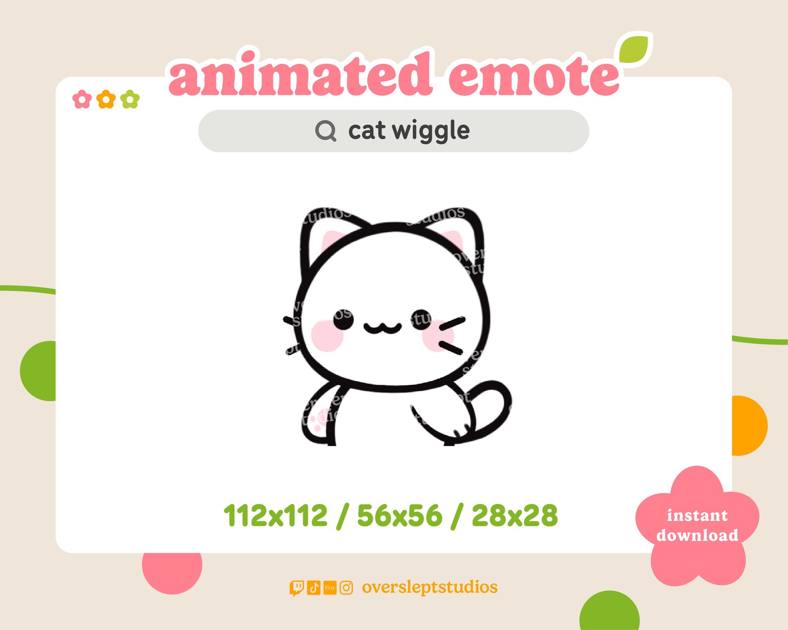 ANIMATED White Cat Wiggle Emote for Twitch and Discord, Cat Emote ...
