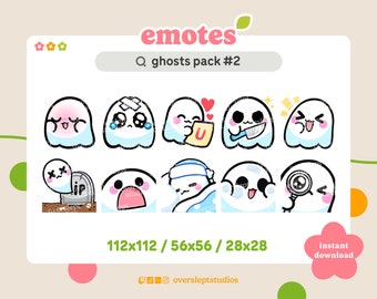 20 Cute Ghost Emotes Pack for Twitch and Discord, Spooky Twitch Emotes ...