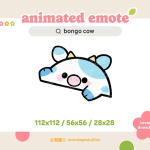 ANIMATED Blue Bongo Cow Emote for Twitch and Discord, Blue Cow ...