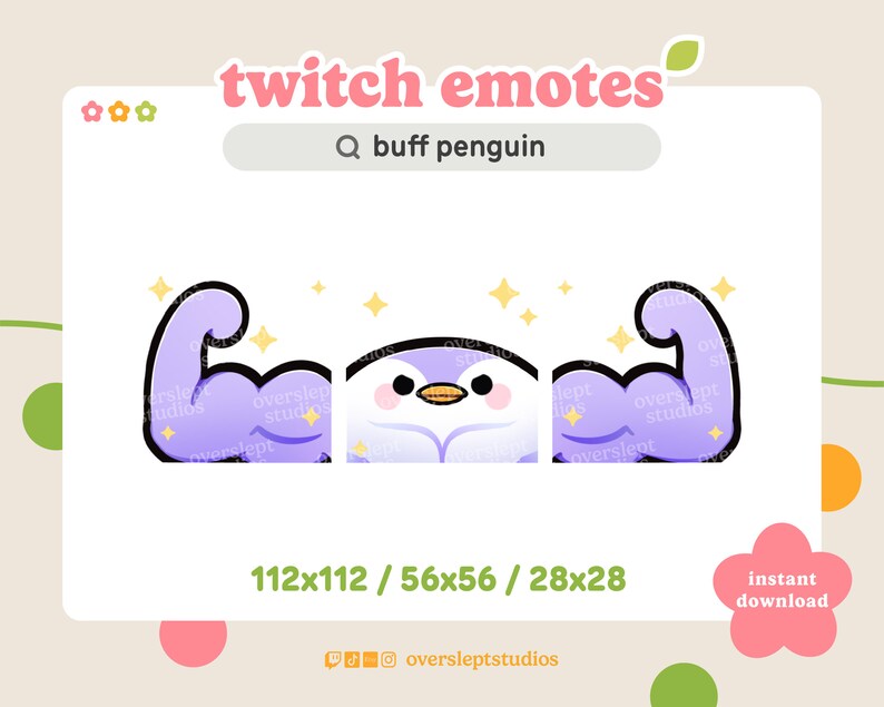 Buff Penguin Emote Pack for Twitch and Discord, Penguin Twitch Emotes ...