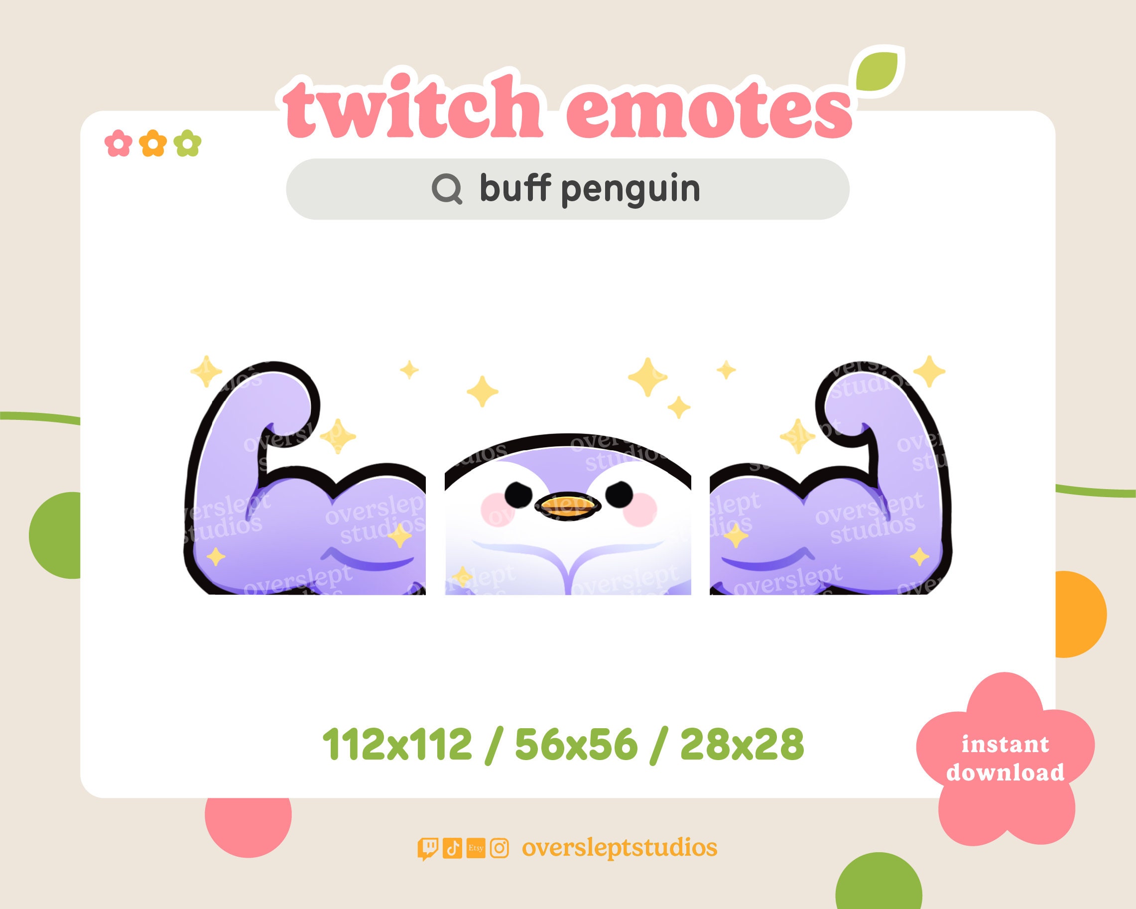 Buff Penguin Emote Pack for Twitch and Discord, Penguin Twitch Emotes ...