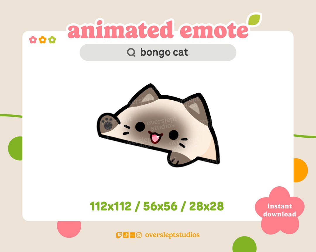 ANIMATED Siamese Bongo Cat Emote for Twitch and Discord, Siamese Cat ...