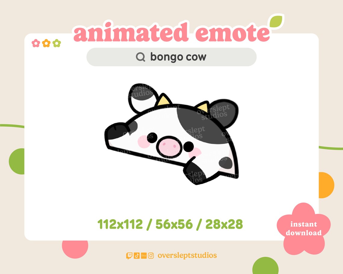 ANIMATED Bongo Cow Emote for Twitch and Discord, Bongo Cat Emote ...