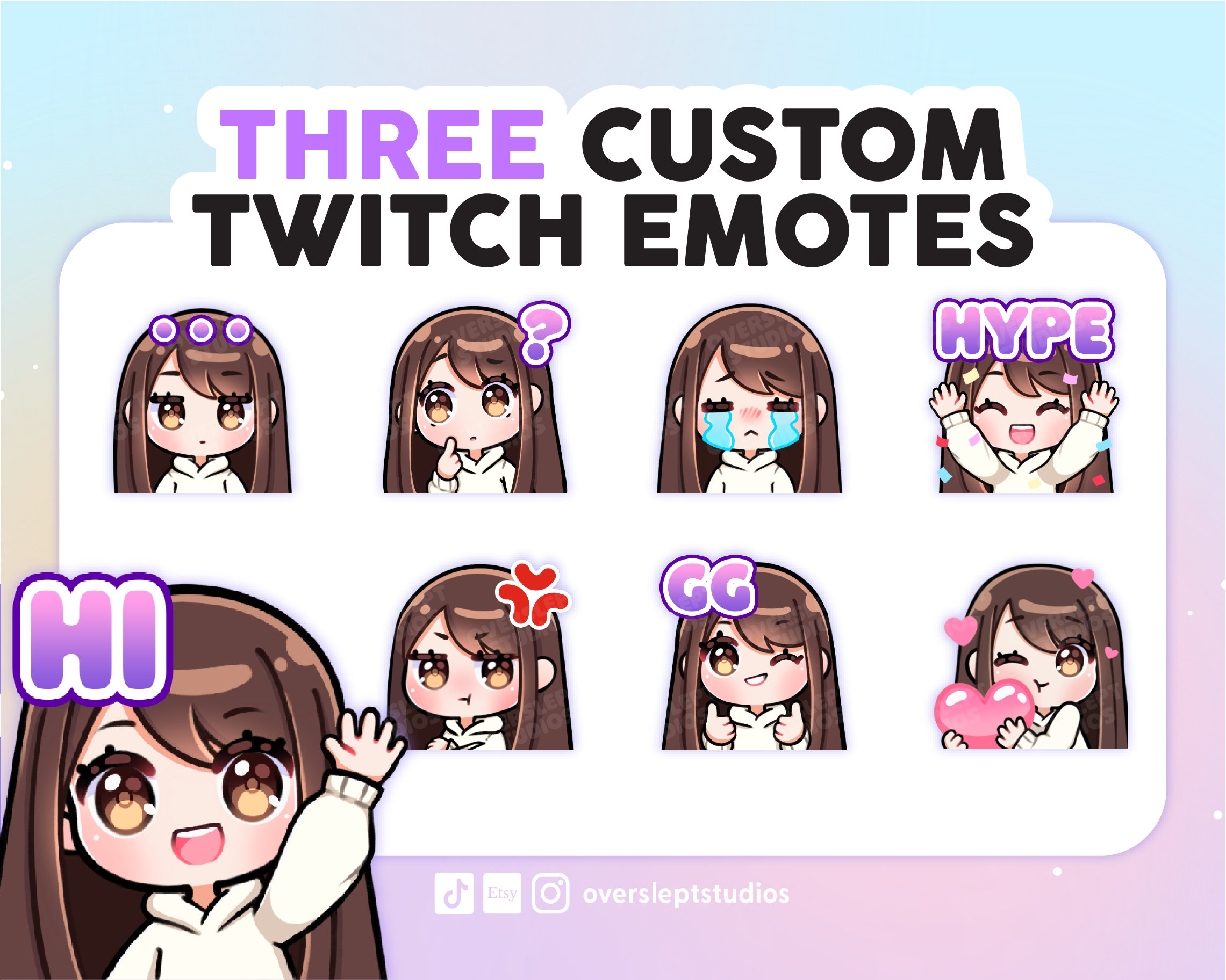 Custom Twitch Emotes, Three Emotes, Art Commission, Discord Emotes ...