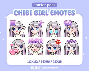 Pink Hair Blue Eyes Chibi Emote Set set 1 for Twitch/discord - Etsy