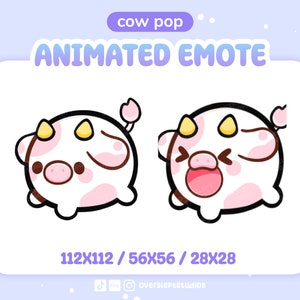 ANIMATED Pink Cow Pop Emote for Twitch and Discord Pop Cat - Etsy