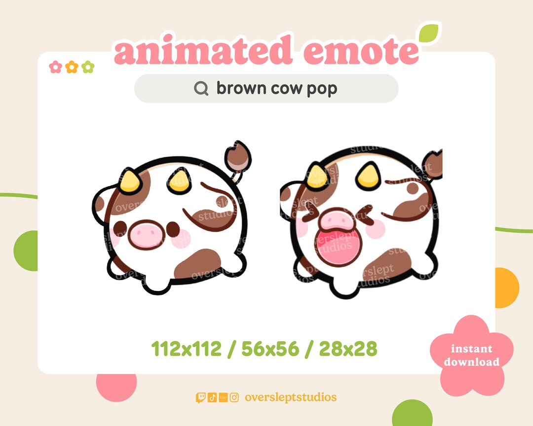 ANIMATED Brown Cow Pop Emote for Twitch and Discord, Pop Emote ...