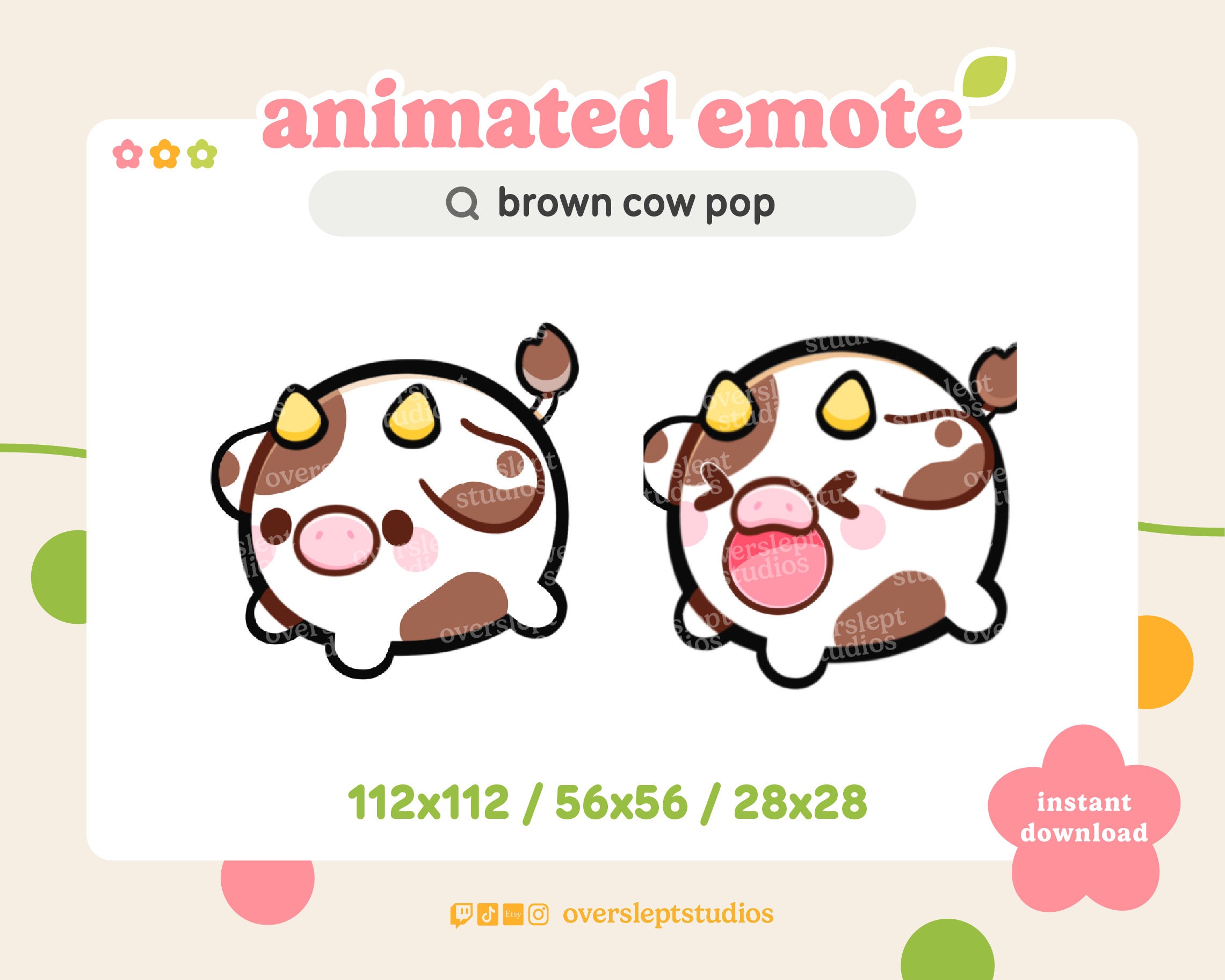 ANIMATED Brown Cow Pop Emote for Twitch and Discord, Pop Emote ...