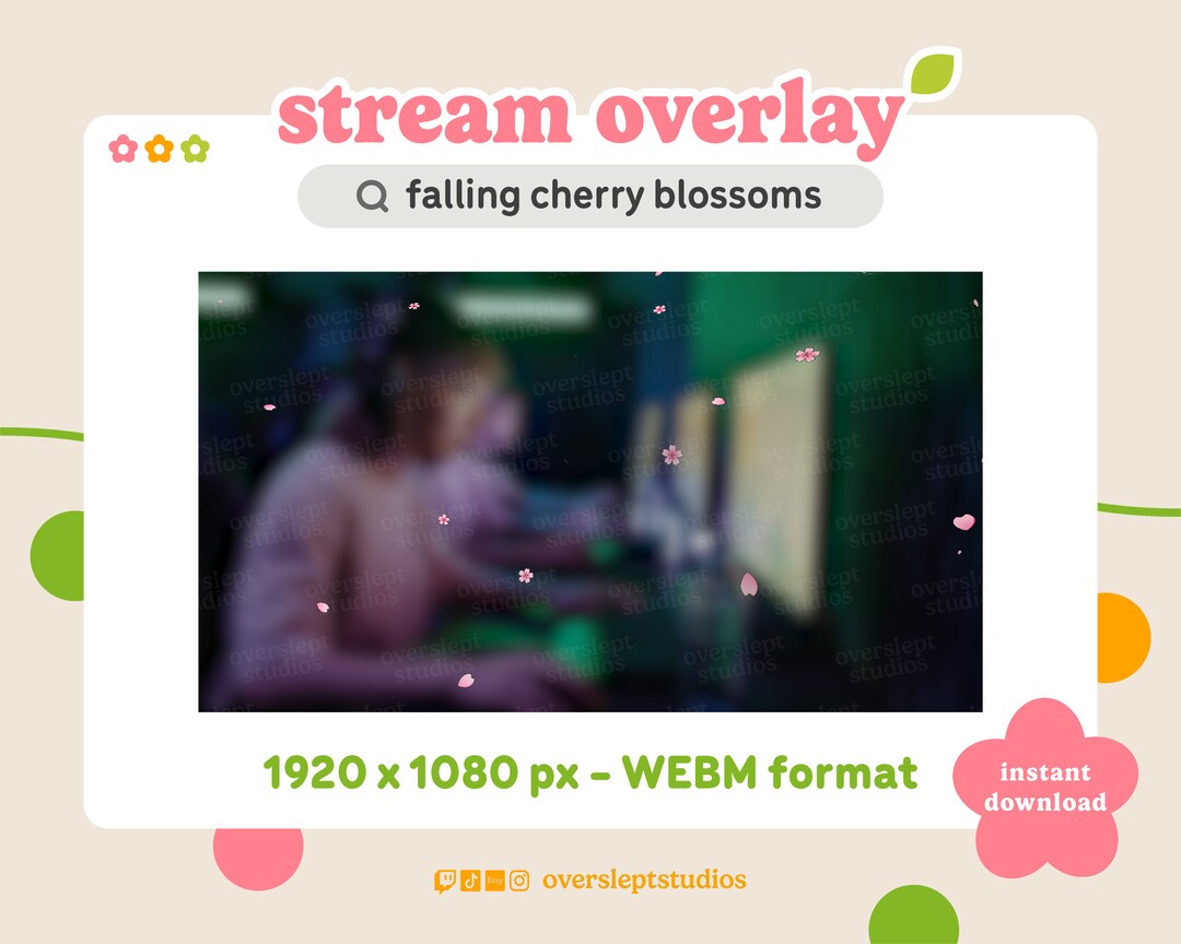 ANIMATED Falling Cherry Blossom Stream Overlay, Stream Decorations ...