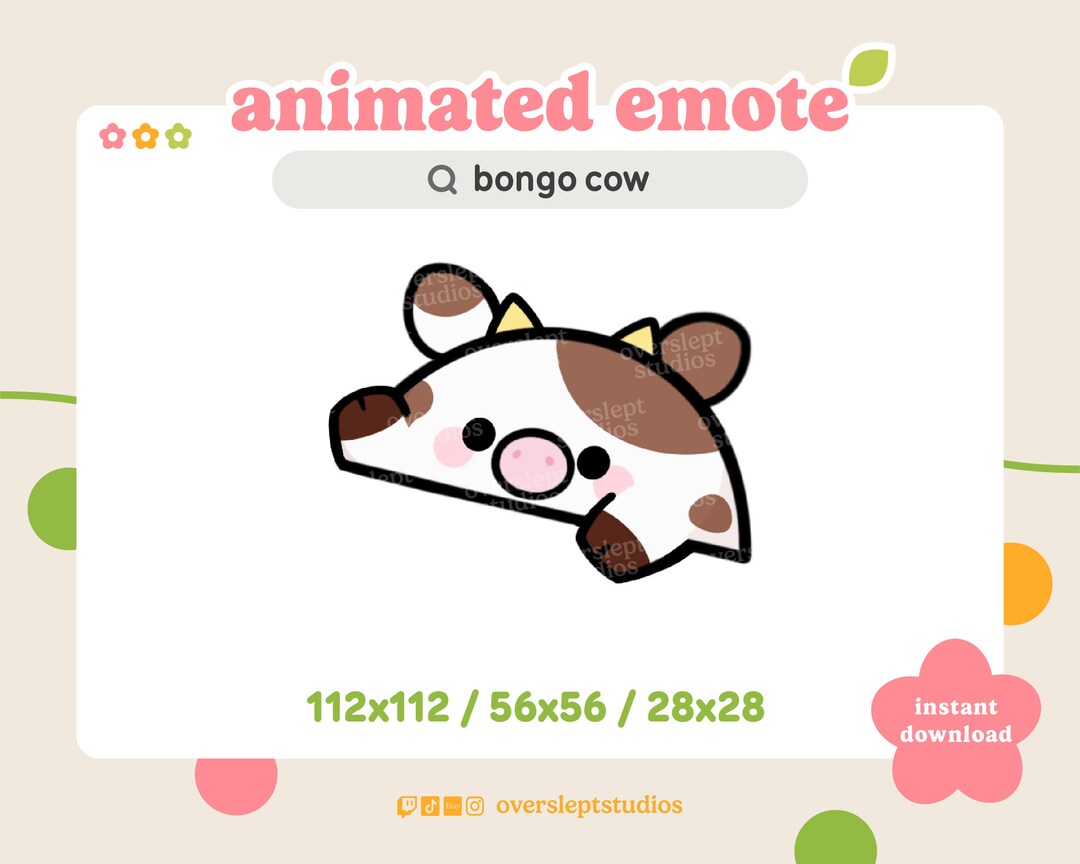 ANIMATED Brown Bongo Cow Emote for Twitch and Discord, Bongo Cat Emote ...