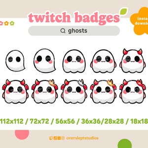 10 Ghost Badges for Twitch and Discord, Spooky Twitch Badges, Ghost ...