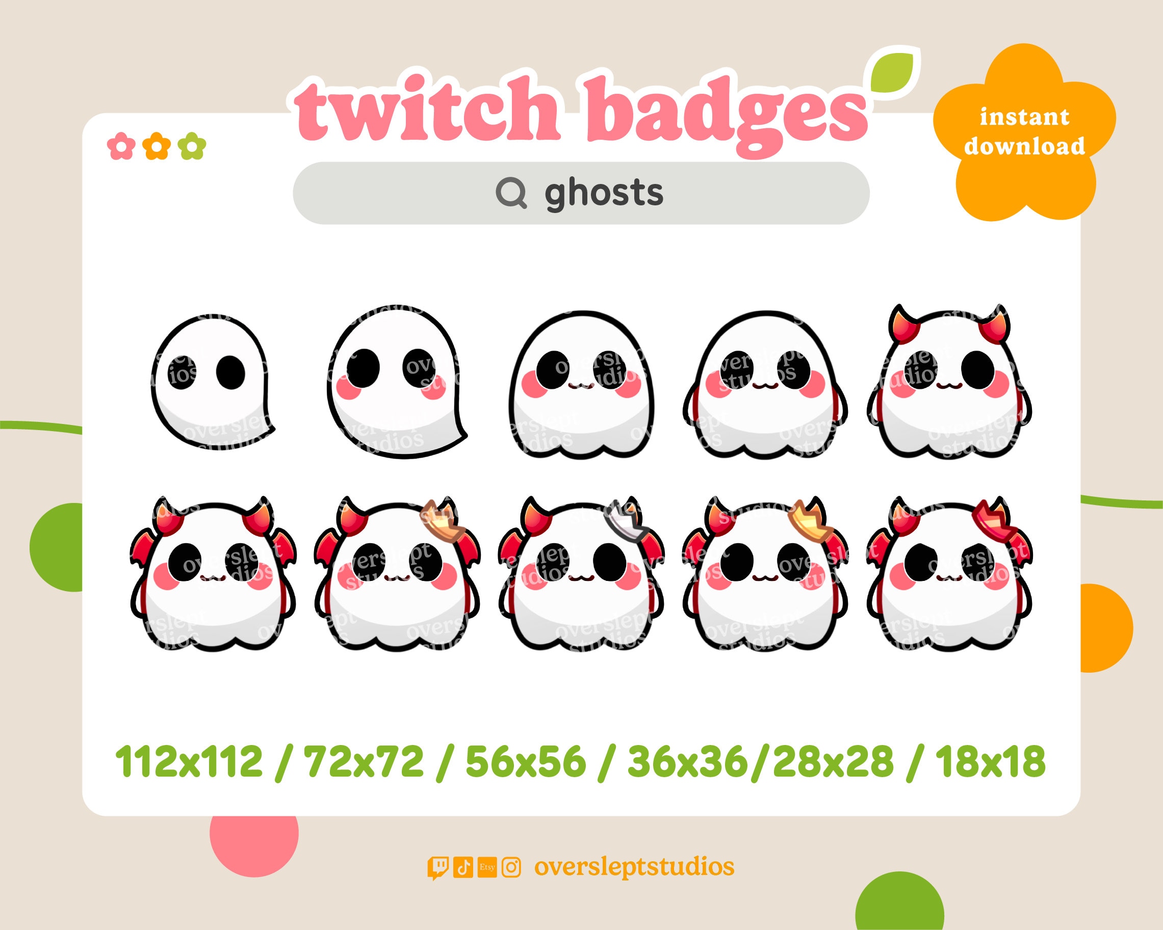 10 Ghost Badges for Twitch and Discord, Spooky Twitch Badges, Ghost ...
