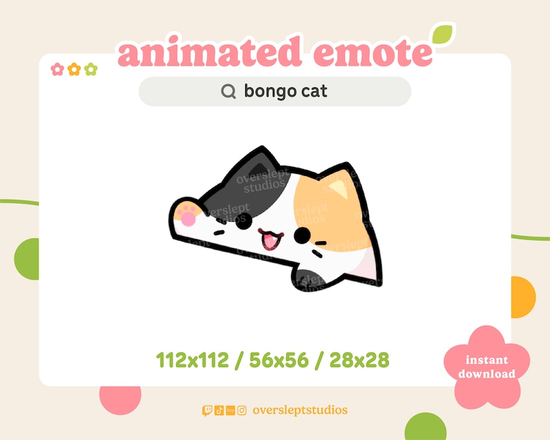 ANIMATED Calico Bongo Cat Emote for Twitch and Discord Calico - Etsy