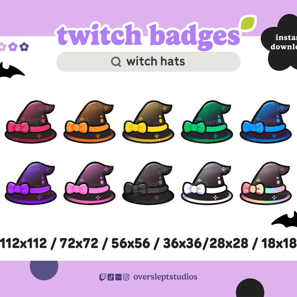 10 Witch Hat Badges for Twitch and Discord, Halloween Badges, Twitch ...
