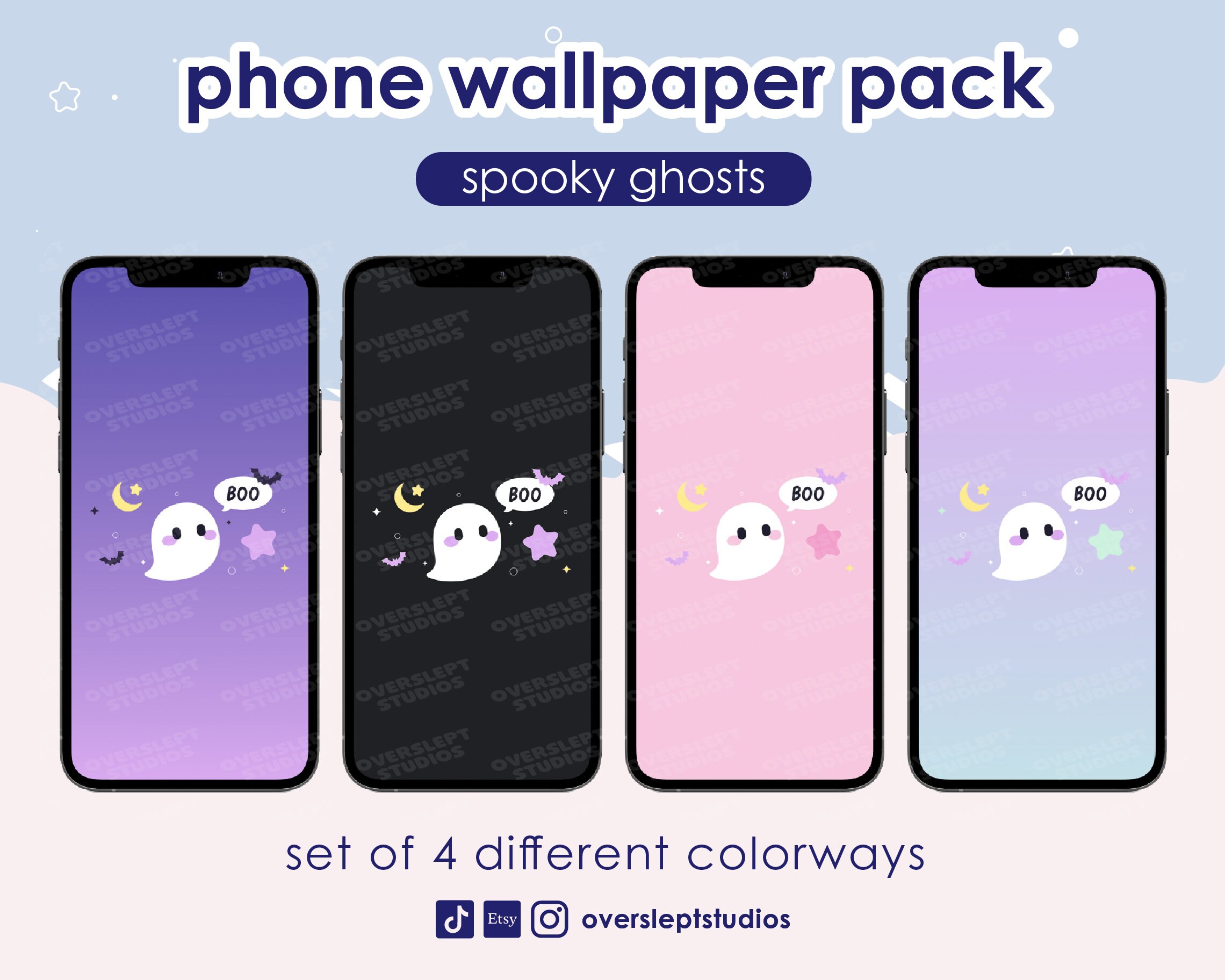 4 Cute Spooky Ghost Phone Wallpaper, Halloween Phone Background ...