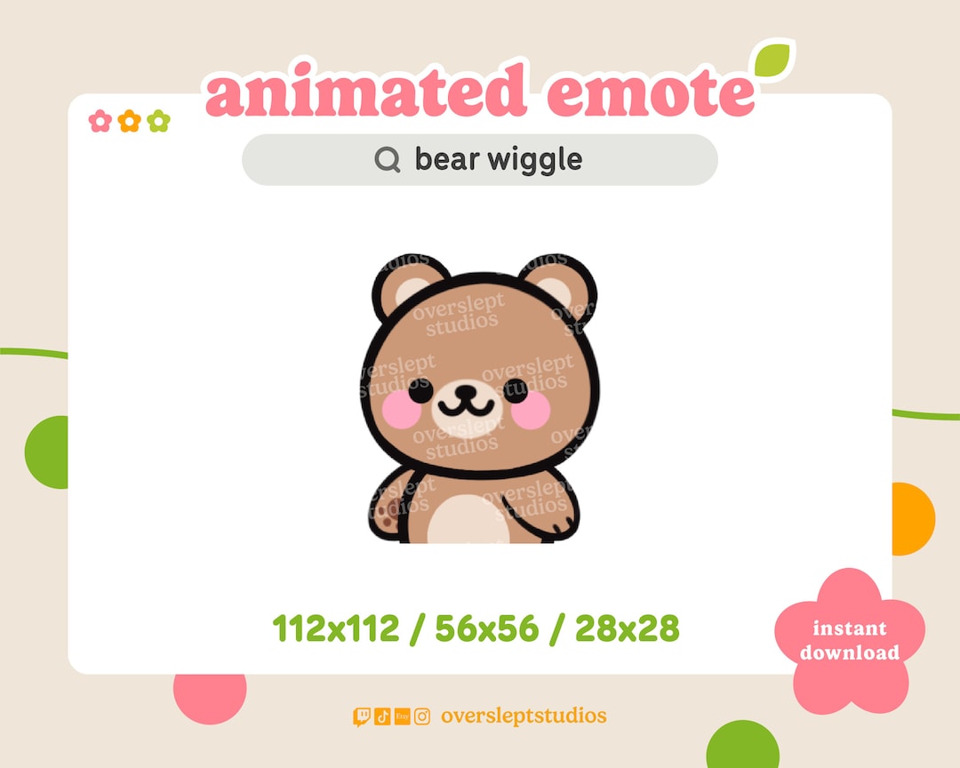 ANIMATED Bear Wiggle Emote for Twitch and Discord, Bear Emote, Wiggle ...