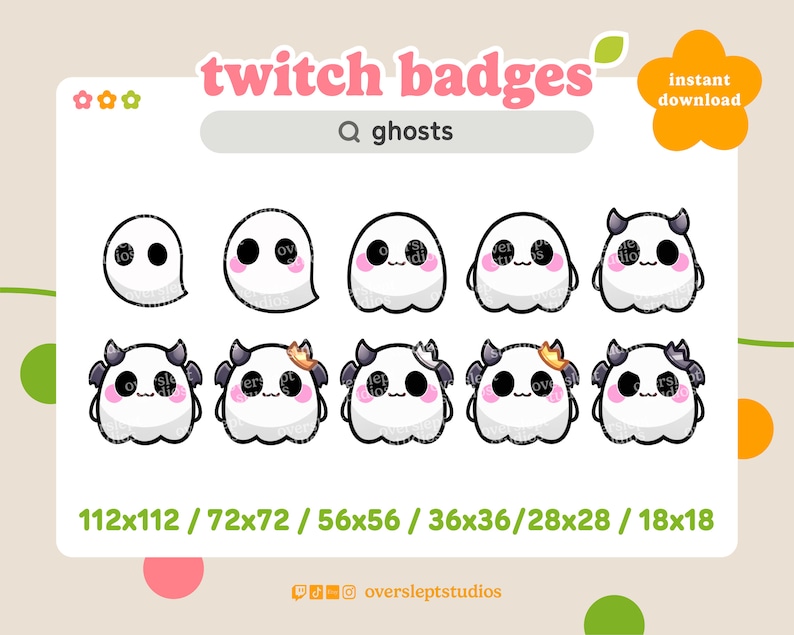 10 Ghost Badges for Twitch and Discord, Spooky Twitch Badges, Ghost ...