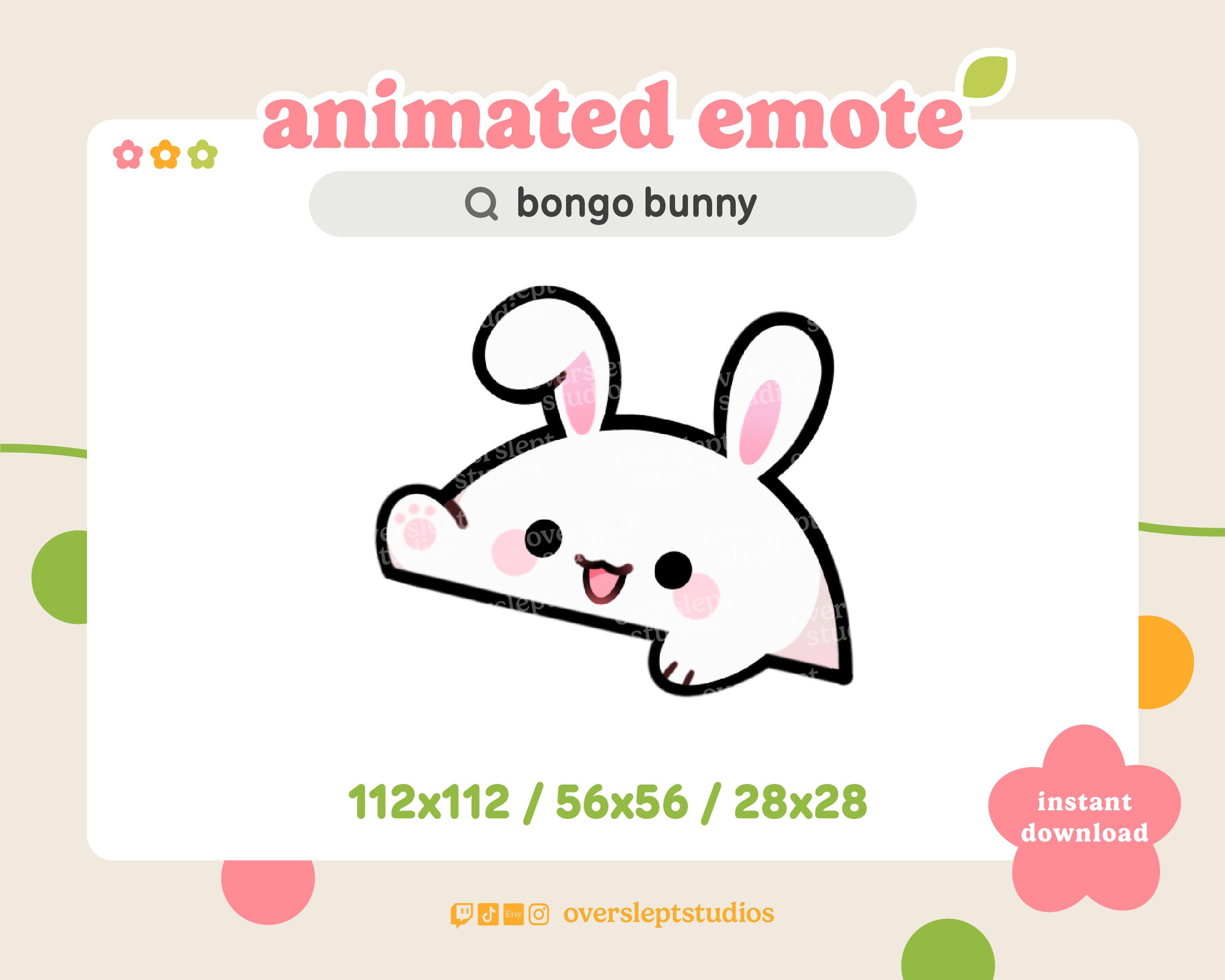 ANIMATED White Bongo Bunny Emote for Twitch and Discord, Rabbit ...