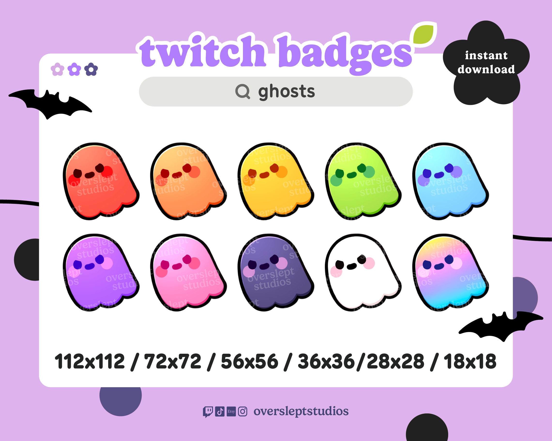 10 Ghost Badges for Twitch and Discord, Spooky Season, Halloween Badges ...