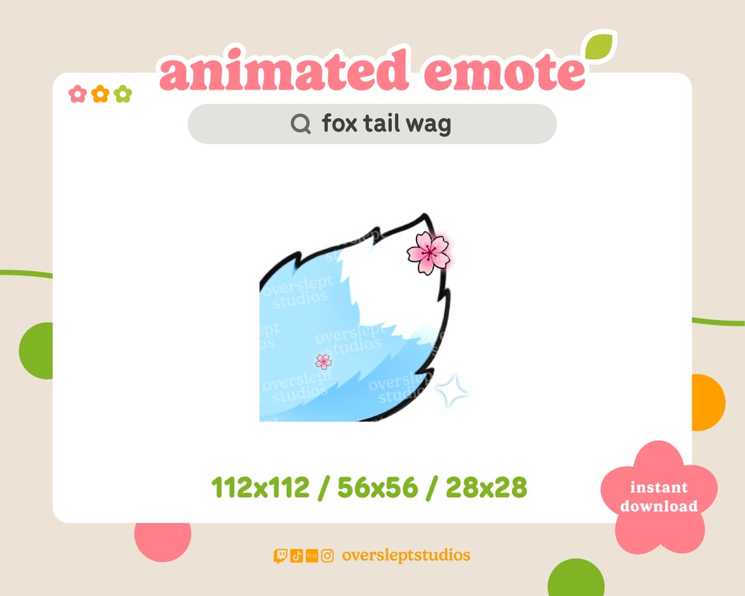 ANIMATED Blue Fox Tail Wag Emote for Twitch and Discord, Tail Emote ...