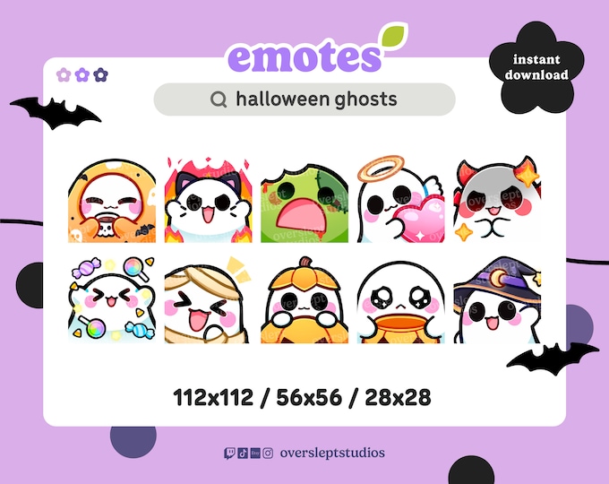 Kawaii Pixel Ghost Emote Set for Twitch Stream | Premade Twitch Emotes ...