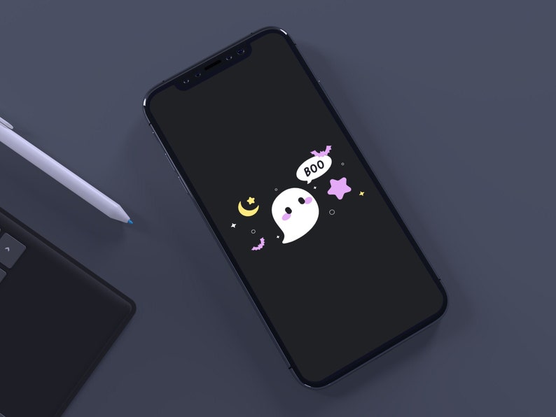4 Cute Spooky Ghost Phone Wallpaper, Halloween Phone Background ...