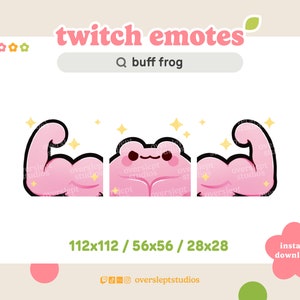 Buff Frog Emote Pack for Twitch and Discord, Frog Twitch Emotes, Strong ...