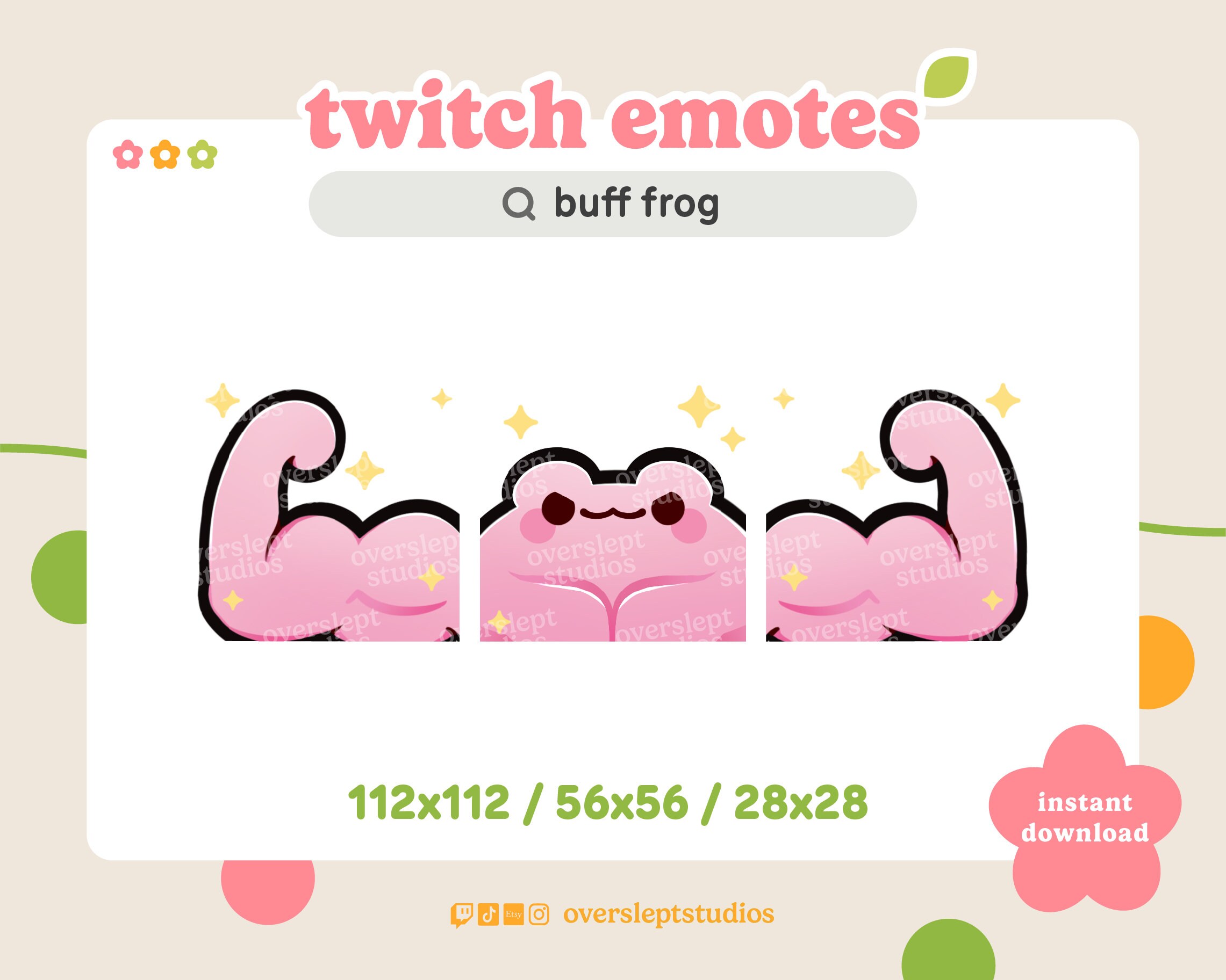 Buff Frog Emote Pack for Twitch and Discord, Frog Twitch Emotes, Strong ...