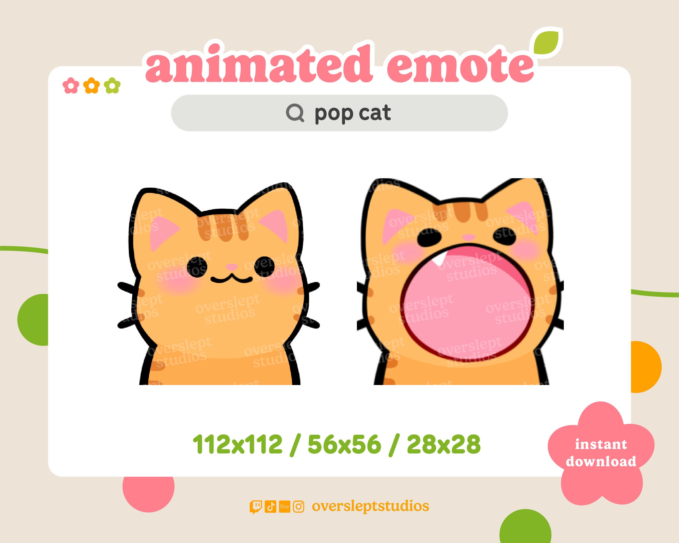 ANIMATED Orange Pop Cat Emote for Twitch and Discord, Pop Cat Emote ...
