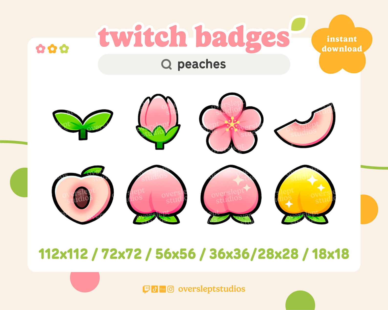 8 Peach Badges for Twitch and Discord, Peach Twitch Badges, Twitch ...