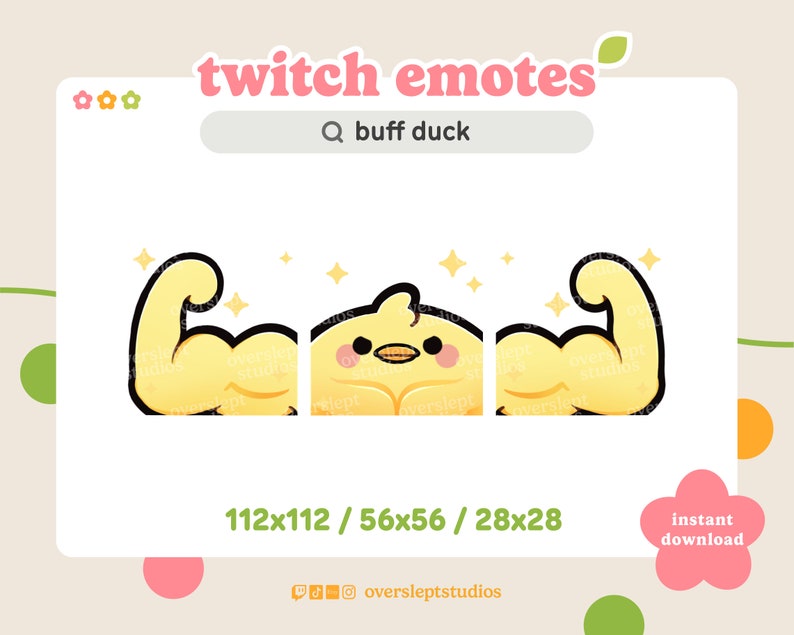 Buff Duck Emote Pack for Twitch and Discord, Duck Twitch Emotes, Strong ...
