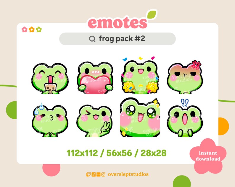 16 Kawaii Frog Emotes Pack for Twitch and Discord, Frog Twitch Emotes ...