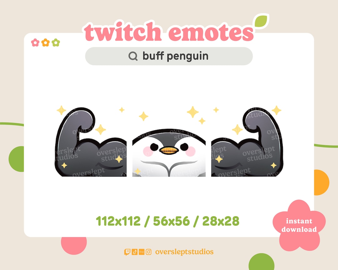 Buff Penguin Emote Pack para Twitch y Discord, Penguin Twitch Emotes ...