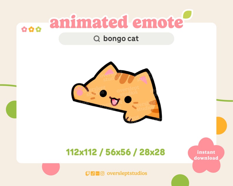 ANIMATED Orange Bongo Cat Emote for Twitch and Discord, Orange Cat ...