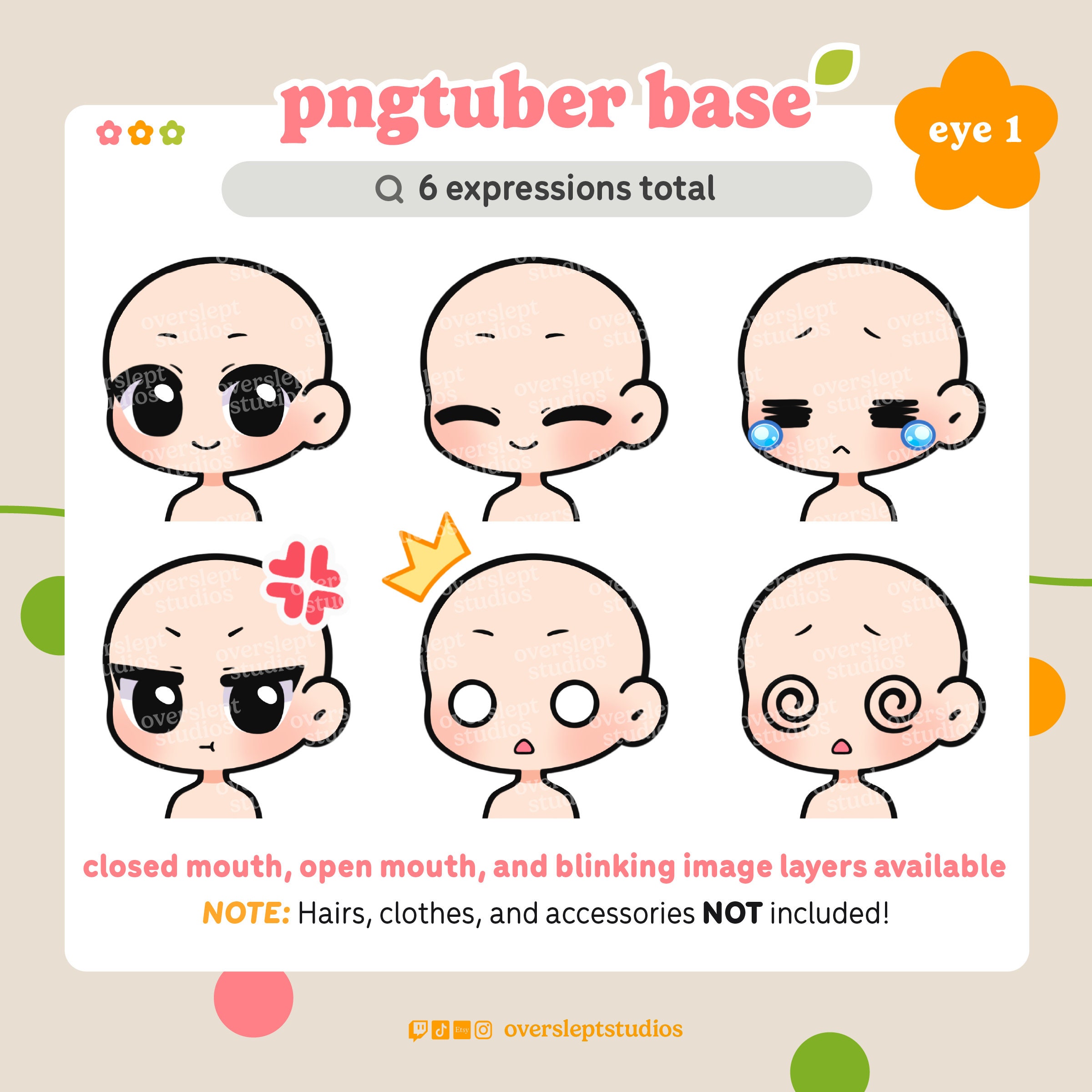 Pngtuber Base Pack, Pngtuber for Twitch and Discord, Draw Your Own ...
