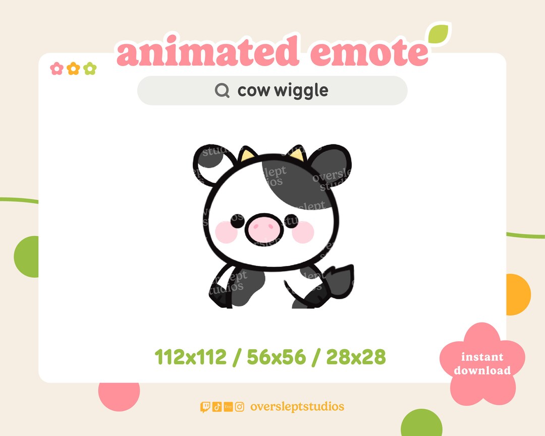 ANIMATED Cow Wiggle Emote for Twitch and Discord, Cow Emote, Wiggle ...