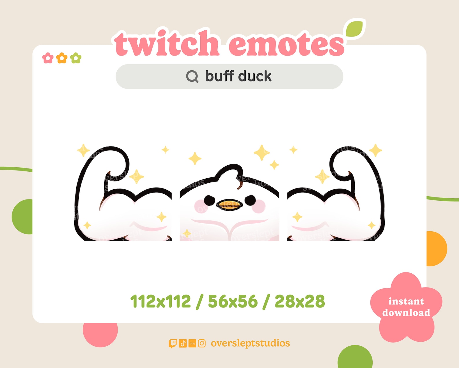 Buff Duck Emote Pack for Twitch and Discord, Duck Twitch Emotes, Strong ...